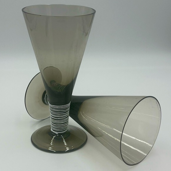 Dining | 2 Pc Smokey Glass Pilsner Aperitif Footed 8 Oz Glasses With ...